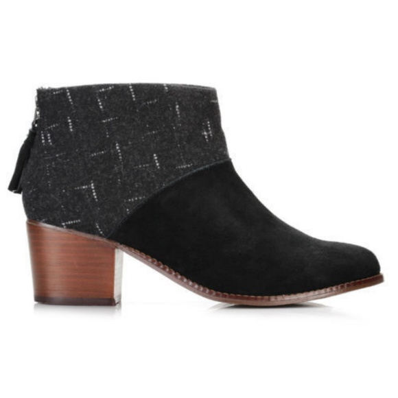Toms | Shoes | New Toms Leila Ankle Boots Black Suede Wool | Poshmark